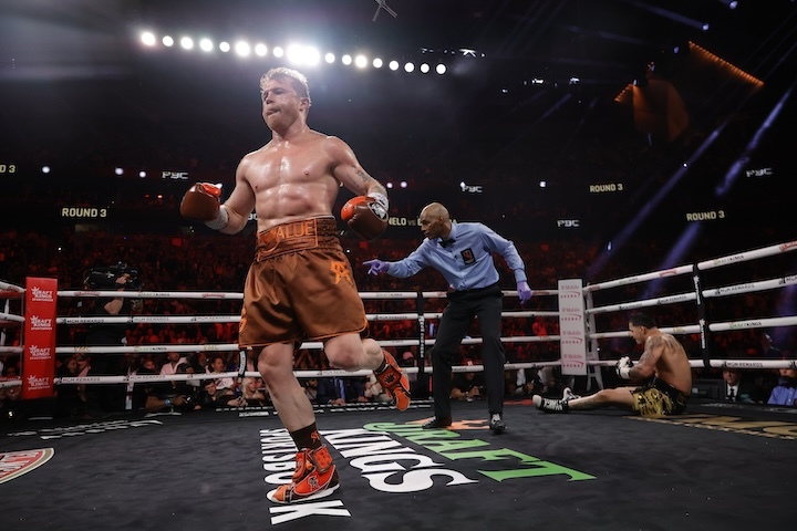 Canelo Alvarez drops Edgar Berlanga, wins wide decision - Boxing News